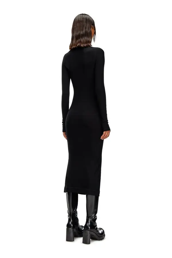 DIESEL® Mock Neck Midi Dress With Embroidered Logo