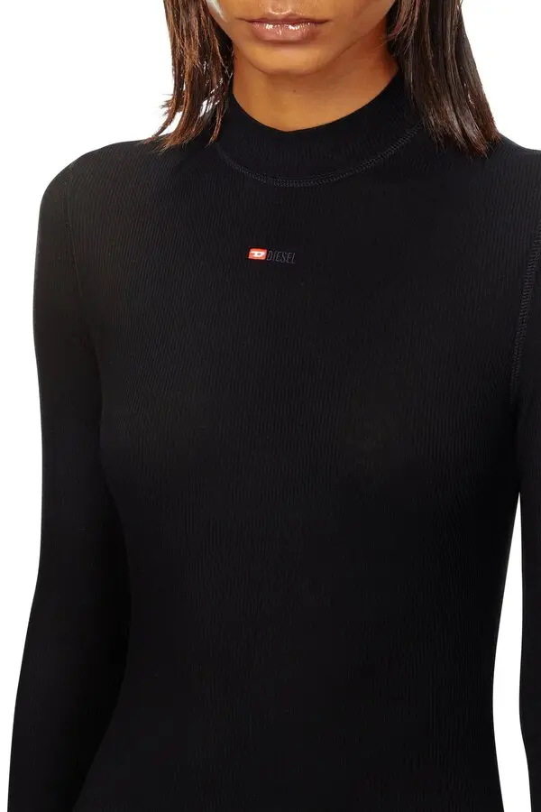 DIESEL® Mock Neck Midi Dress With Embroidered Logo