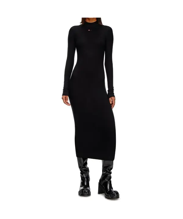 DIESEL® Mock Neck Midi Dress With Embroidered Logo