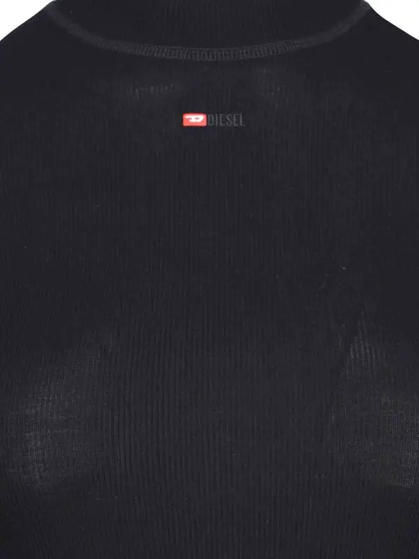 DIESEL® Mock Neck Midi Dress With Embroidered Logo