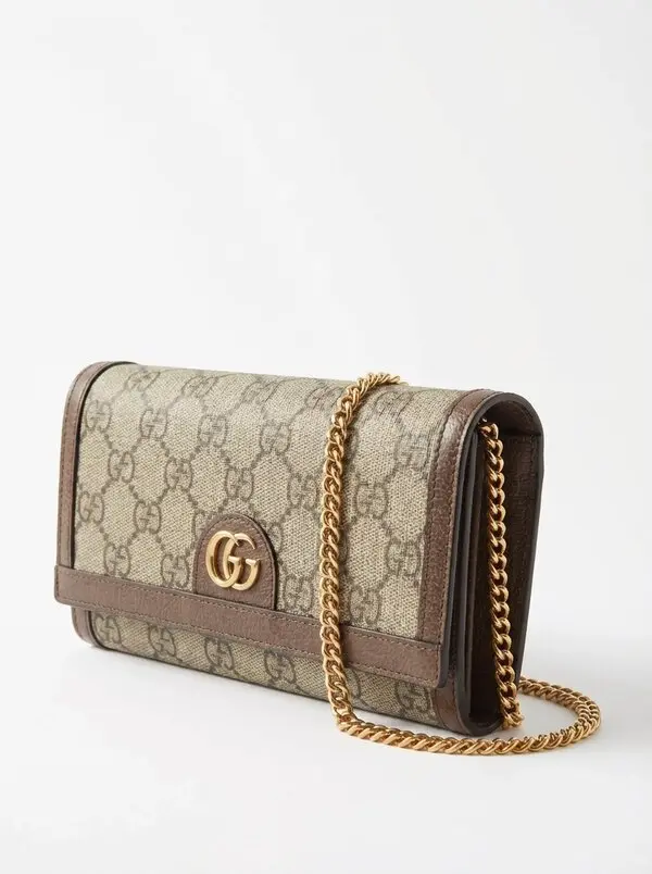 Gucci Ophidia Chain Wallet - Beige And Ebony
