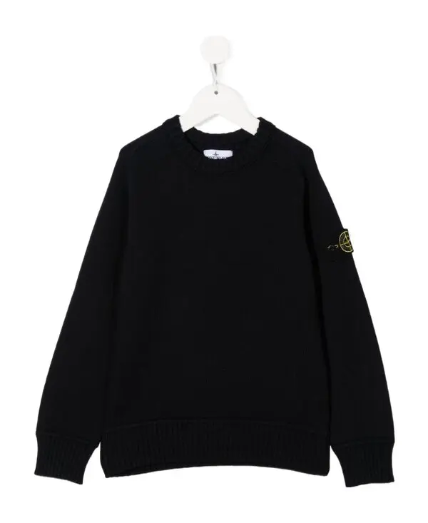 Stone Island Logo Patch Crew Neck Jumper - Blue