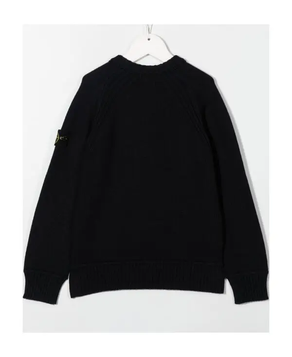 Stone Island Logo Patch Crew Neck Jumper - Blue