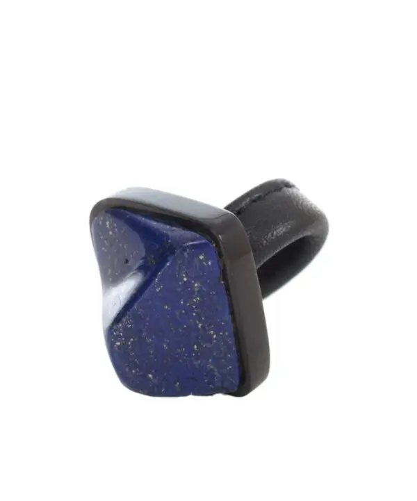 MONIES Lapis Lazuli And Leather Statement Ring - Blue