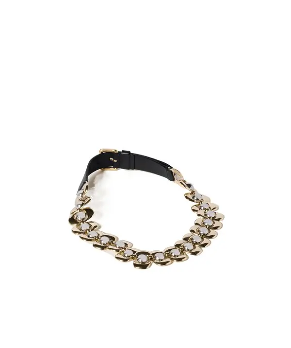 Miu Miu Logo-engraved Bead-chain Belt - Black