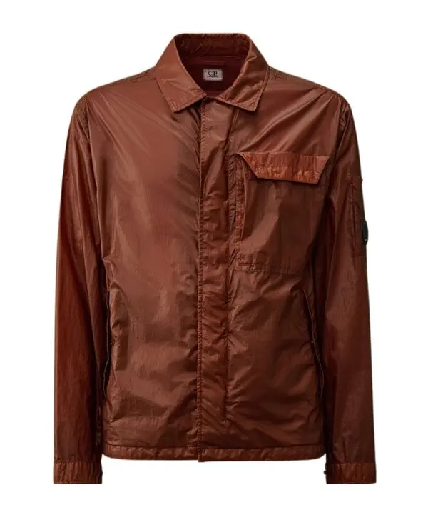 C.P. COMPANY Utility Jacket With Classic Collar And Lens Detail - Sable/brown