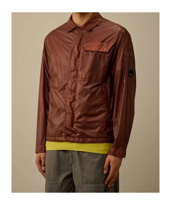 C.P. COMPANY Utility Jacket With Classic Collar And Lens Detail - Sable/brown