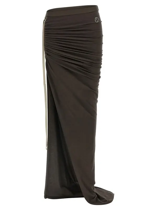 Rick Owens Moncler Appliquéd Cotton-jersey Maxi Skirt - Black