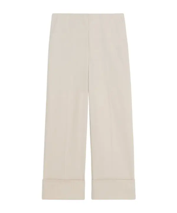 Theory High-waist Wide Leg Cropped Cuff Pants