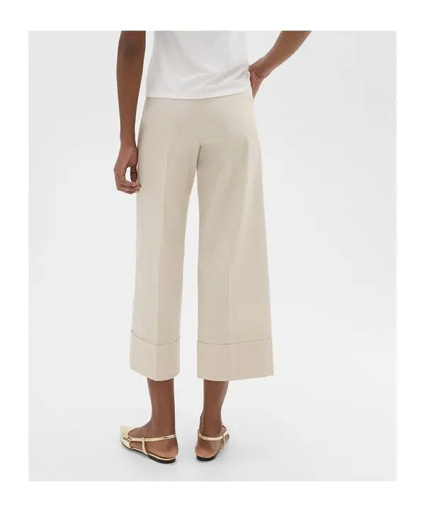 Theory High-waist Wide Leg Cropped Cuff Pants