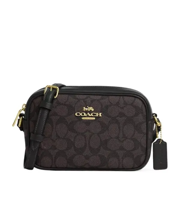 COACH Mini Jamie's Signature Canvas Camera Bag - Walnut/black