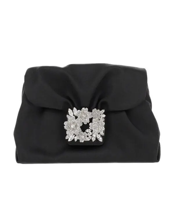 ROGER VIVIER Rv Bouquet Strass Buckle Drape Clutch Bag