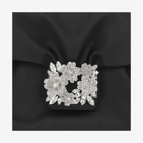 ROGER VIVIER Rv Bouquet Strass Buckle Drape Clutch Bag