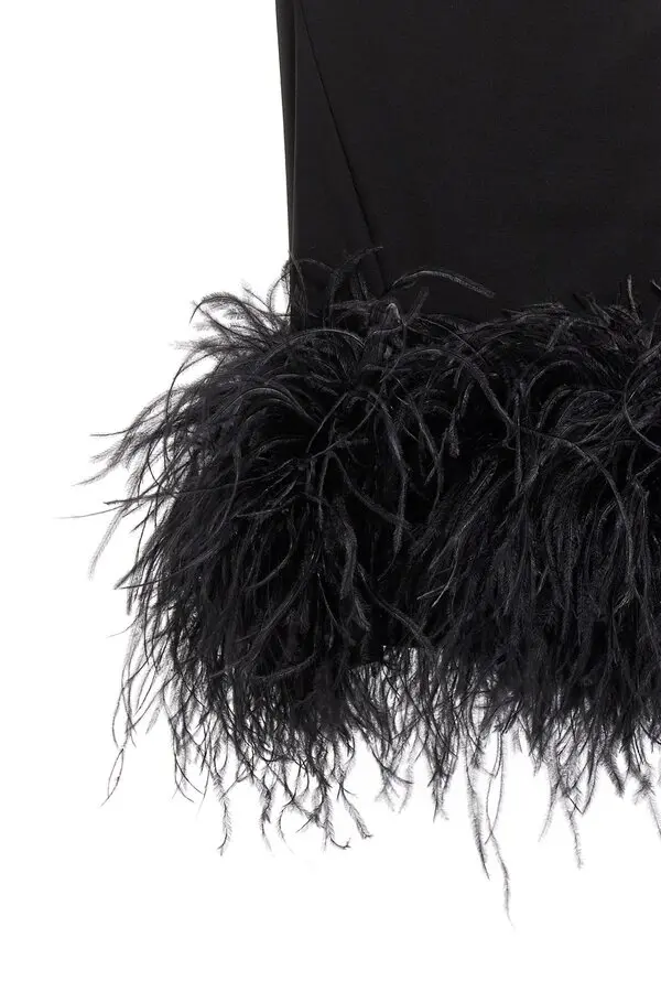 Attico Fujiko Mini Dress With Feather Trim