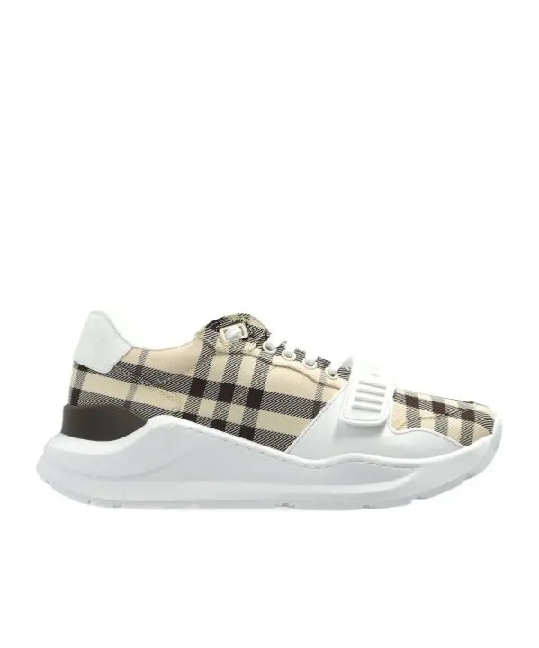 Burberry Checked Lace-up Sneakers - Light Beige Check