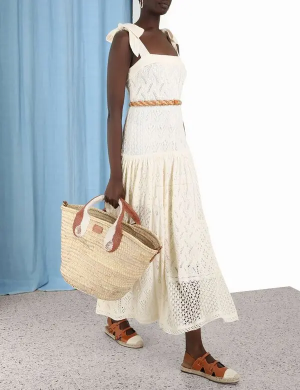 Zimmermann Tie-shoulder Crochet Maxi Dress