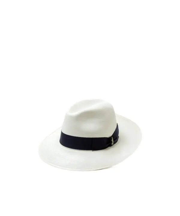 Borsalino Panama Hat With Satin Bow - White