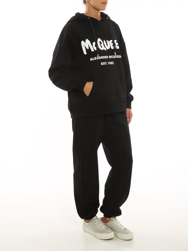 Alexander McQueen Logo Printed Jersey Joggers - Black