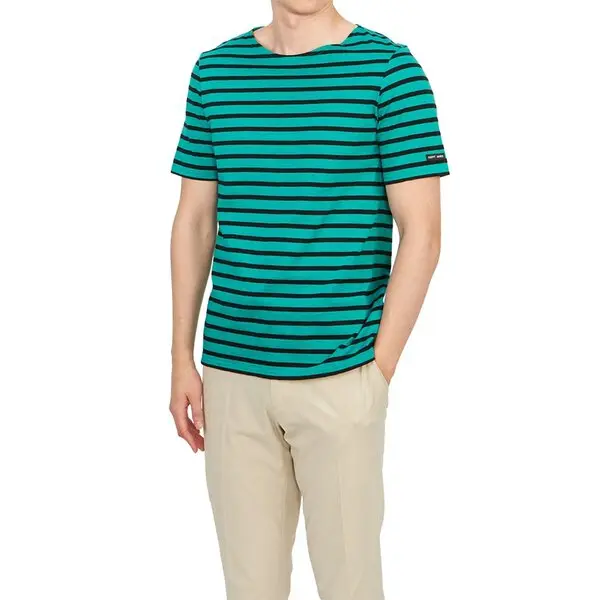 Saint James Striped Graphic T-shirt - Green