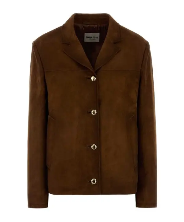 Miu Miu Long-sleeved Button-up Jacket - Brown