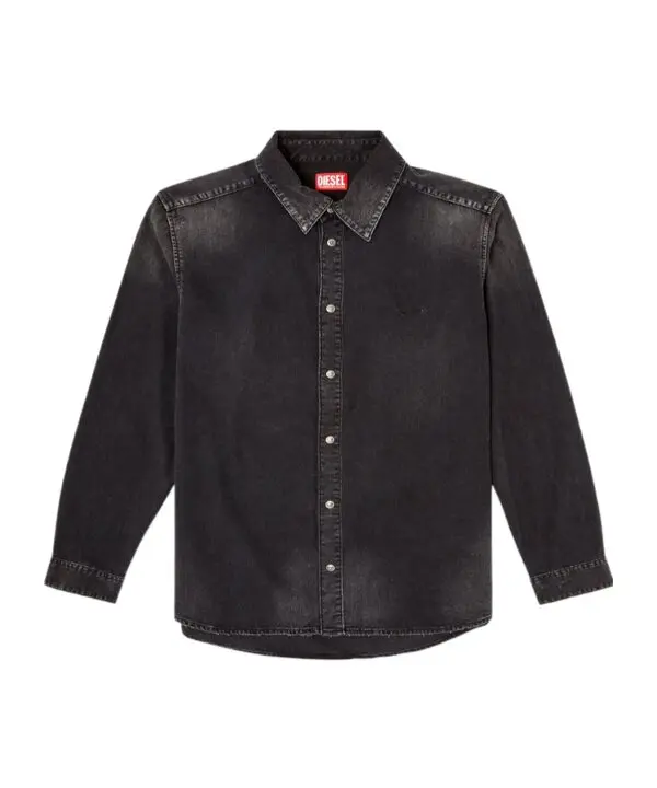 DIESEL® D-simply Long-sleeve Denim Shirt - Black