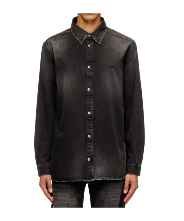 DIESEL® D-simply Long-sleeve Denim Shirt - Black