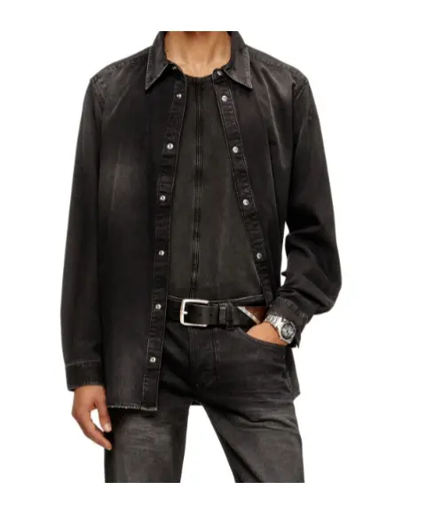 DIESEL® D-simply Long-sleeve Denim Shirt - Black