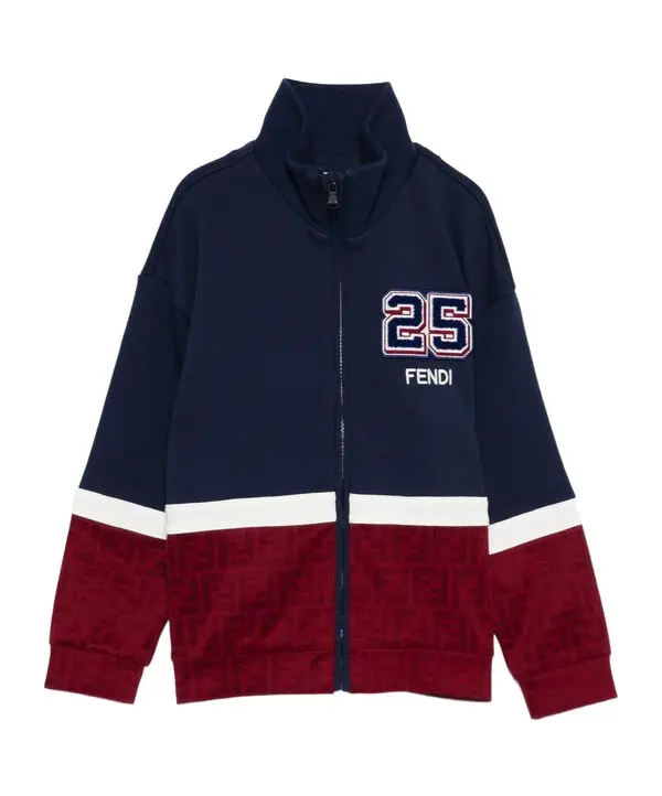Fendi Number Applique Zip-up Sweatshirt