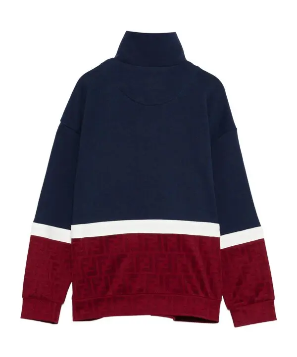Fendi Number Applique Zip-up Sweatshirt