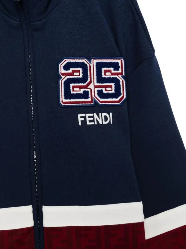 Fendi Number Applique Zip-up Sweatshirt