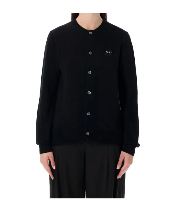Play Comme Des Garcon Cardigan With Embellished Logo Patch