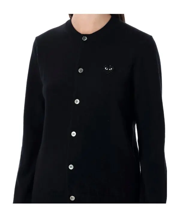 Play Comme Des Garcon Cardigan With Embellished Logo Patch