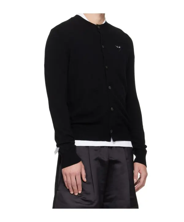 Play Comme Des Garcon Cardigan With Embellished Logo Patch