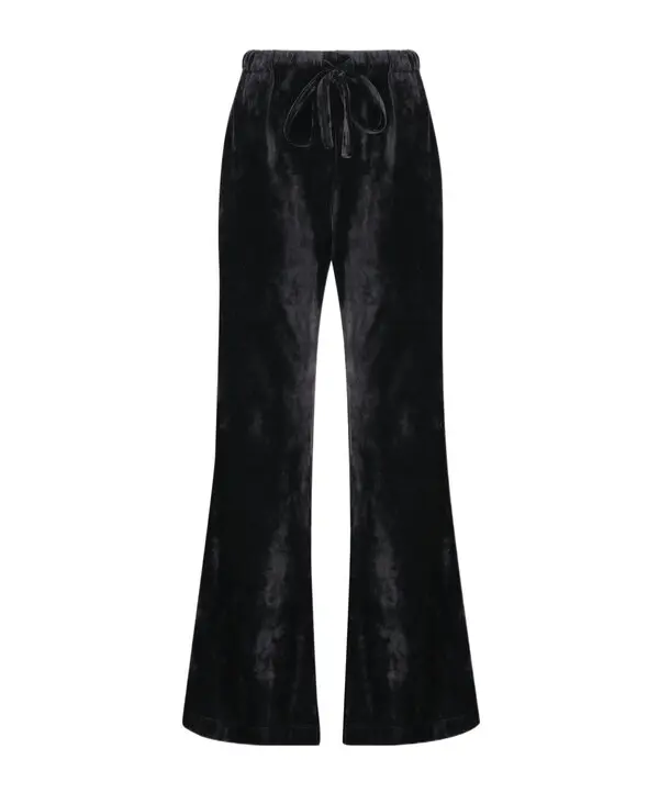Fendi Wide-leg Drawstring Velvet Pants - Black