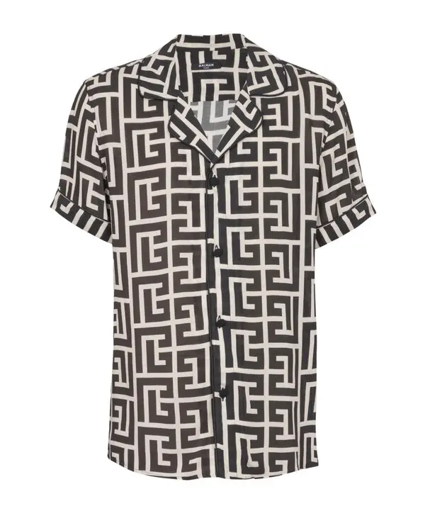 Balmain Monogrammed Printed Pyjama Shirt - Black