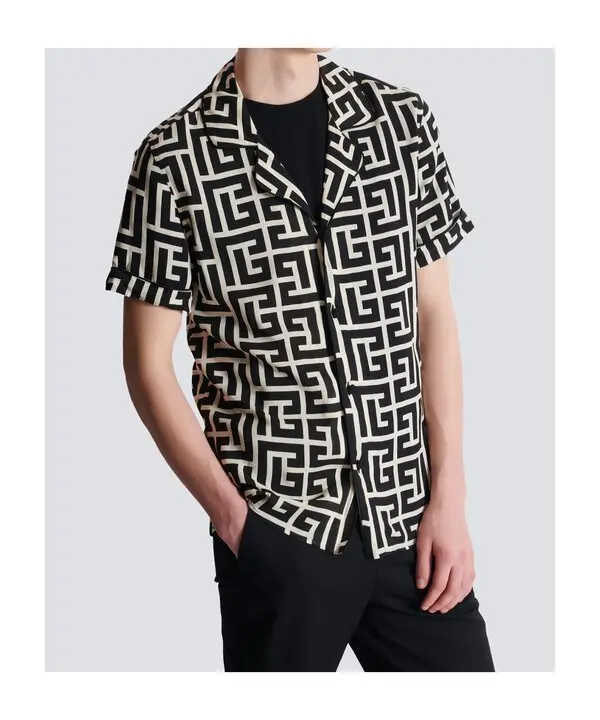 Balmain Monogrammed Printed Pyjama Shirt - Black