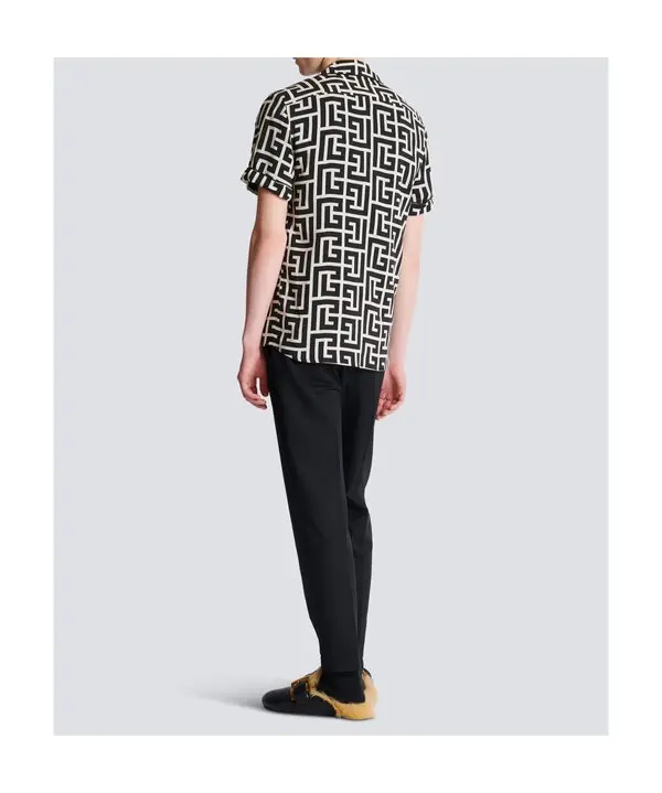 Balmain Monogrammed Printed Pyjama Shirt - Black