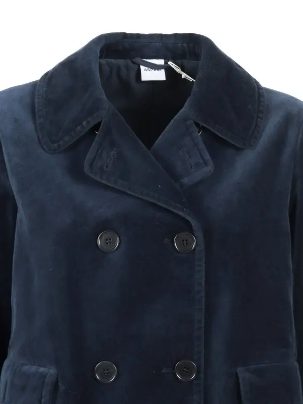 Aspesi Double-breasted Velvet Jacket - Black