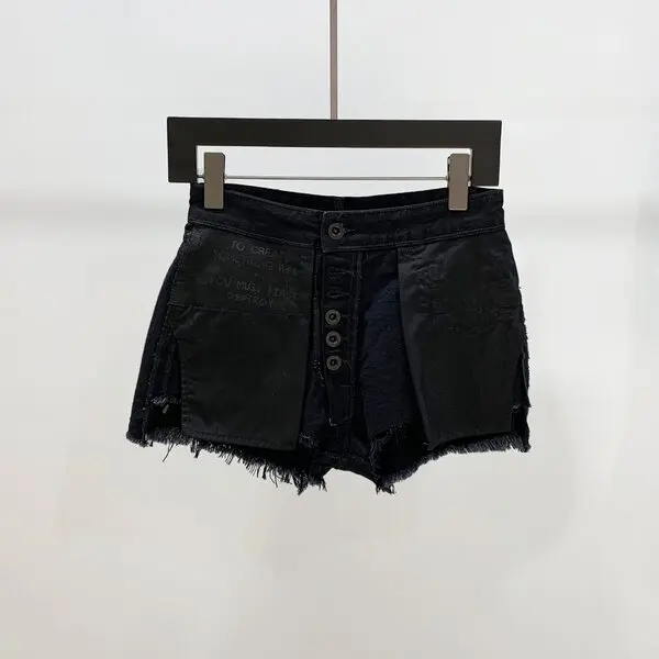 BEN TAVERNITI UNRAVEL PROJECT High-waisted Button-front Denim Shorts With Frayed Hem