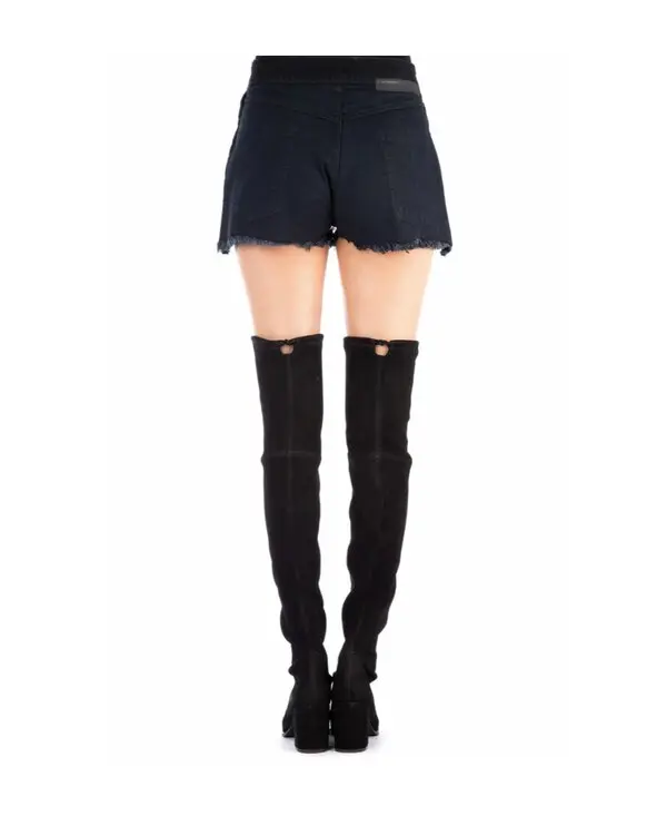 BEN TAVERNITI UNRAVEL PROJECT High-waisted Button-front Denim Shorts With Frayed Hem