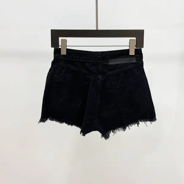 BEN TAVERNITI UNRAVEL PROJECT High-waisted Button-front Denim Shorts With Frayed Hem