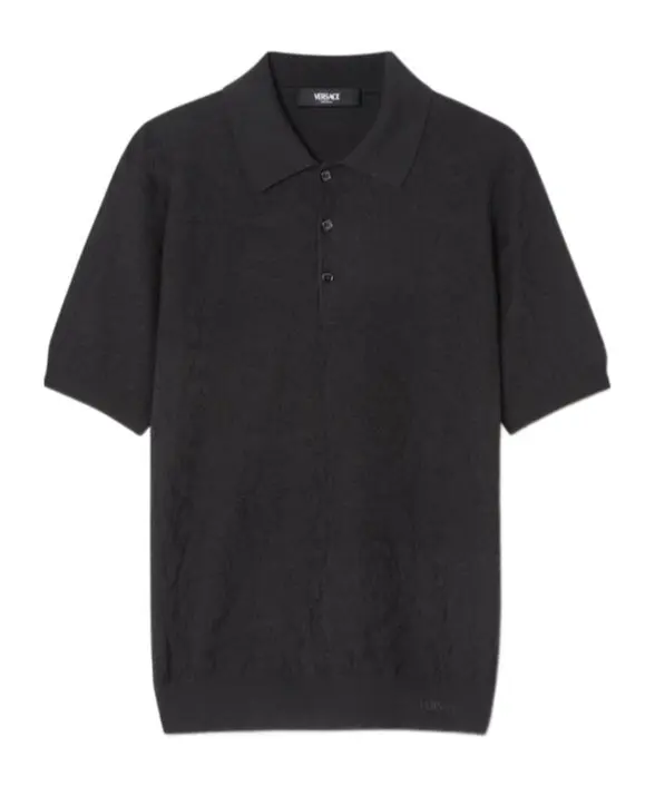 Versace Barocco-jacquard Short-sleeved Polo Shirt