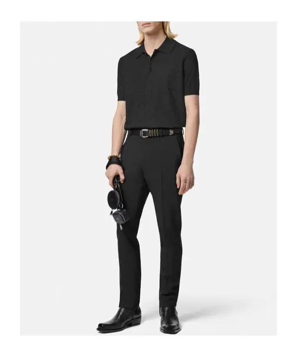 Versace Barocco-jacquard Short-sleeved Polo Shirt