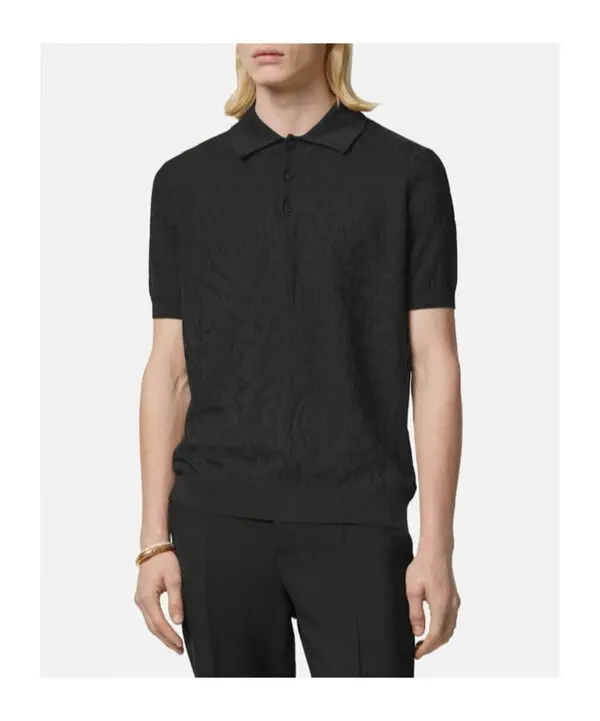 Versace Barocco-jacquard Short-sleeved Polo Shirt