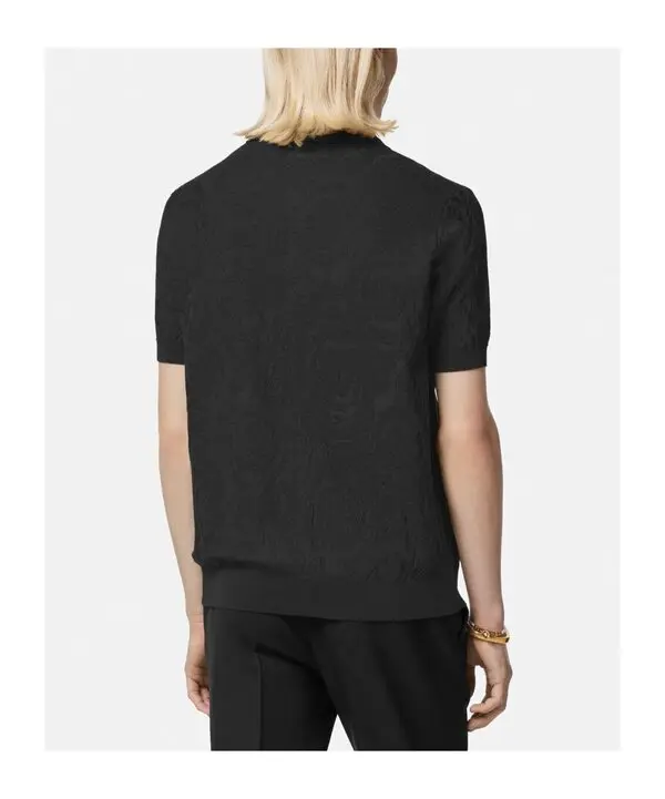 Versace Barocco-jacquard Short-sleeved Polo Shirt