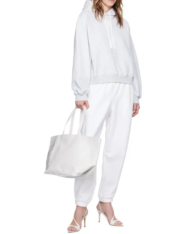 Alexander Wang Logo Printed Drawstring Hoodie - Light Gray