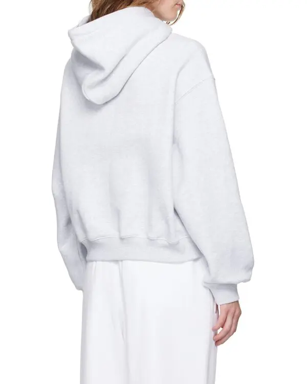 Alexander Wang Logo Printed Drawstring Hoodie - Light Gray