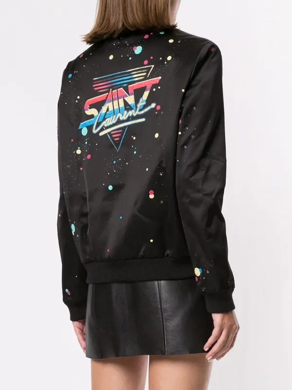 Saint Laurent Logo Print Varsity Jacket