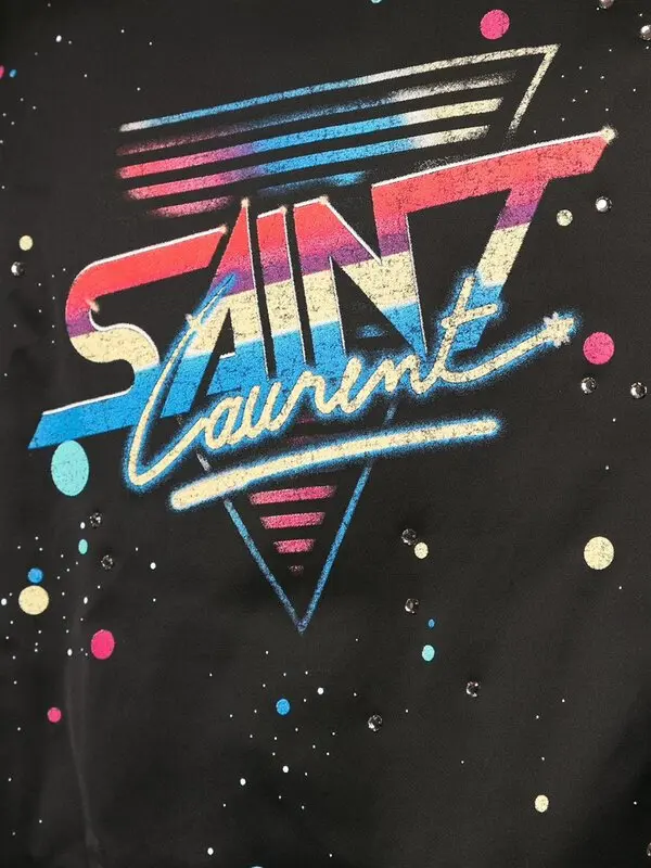 Saint Laurent Logo Print Varsity Jacket