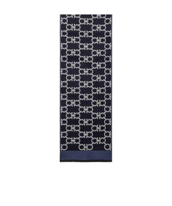 FERRAGAMO Gancini Pattern Knitted Scarf - Black